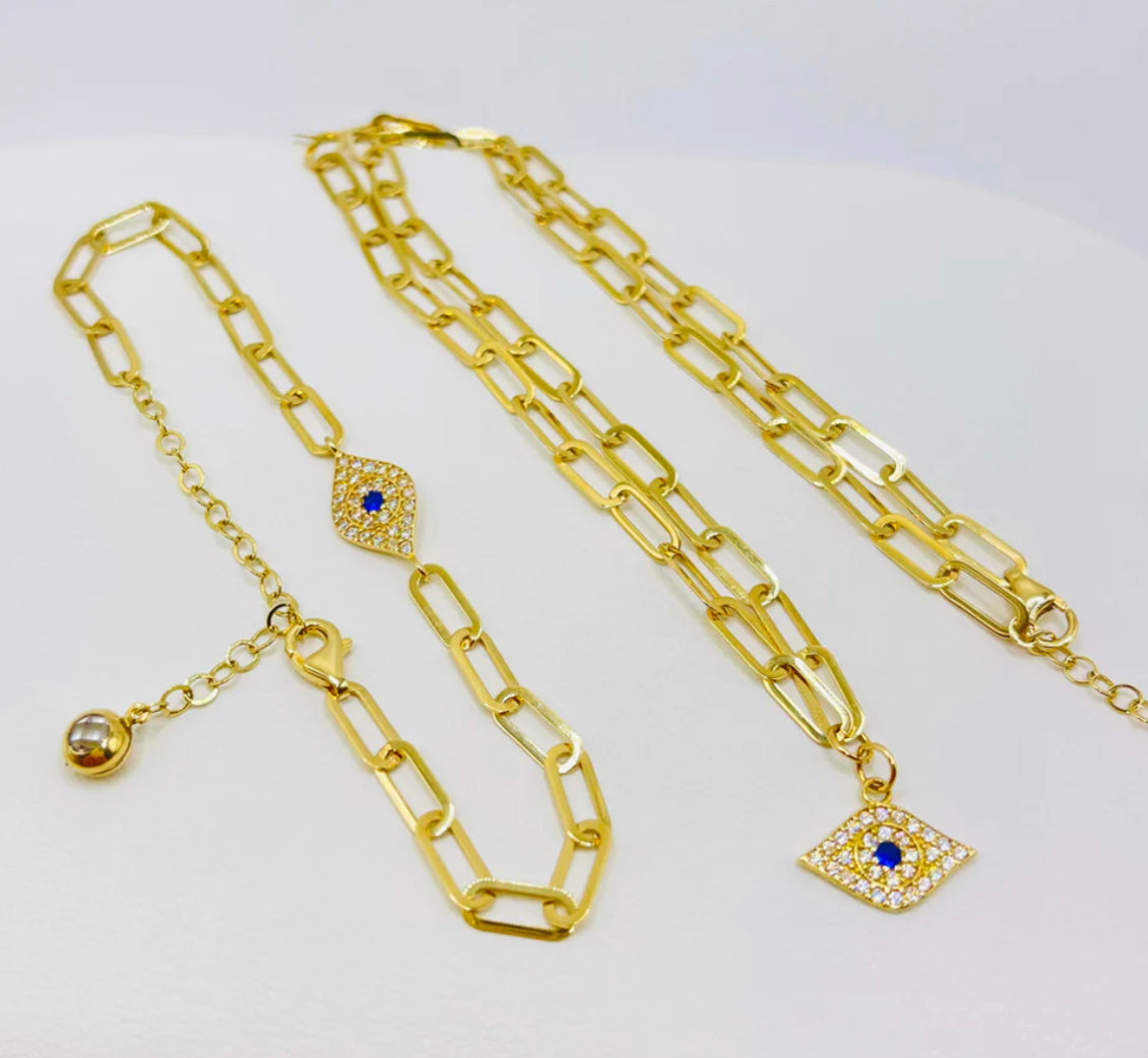 14k Paper Clip and Eye Set – DMJewelry21